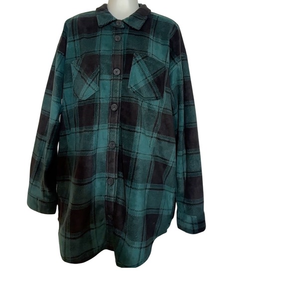 Maurices | Tops | Maurices Plaid Flannel Shirt Jacket Green Black ...